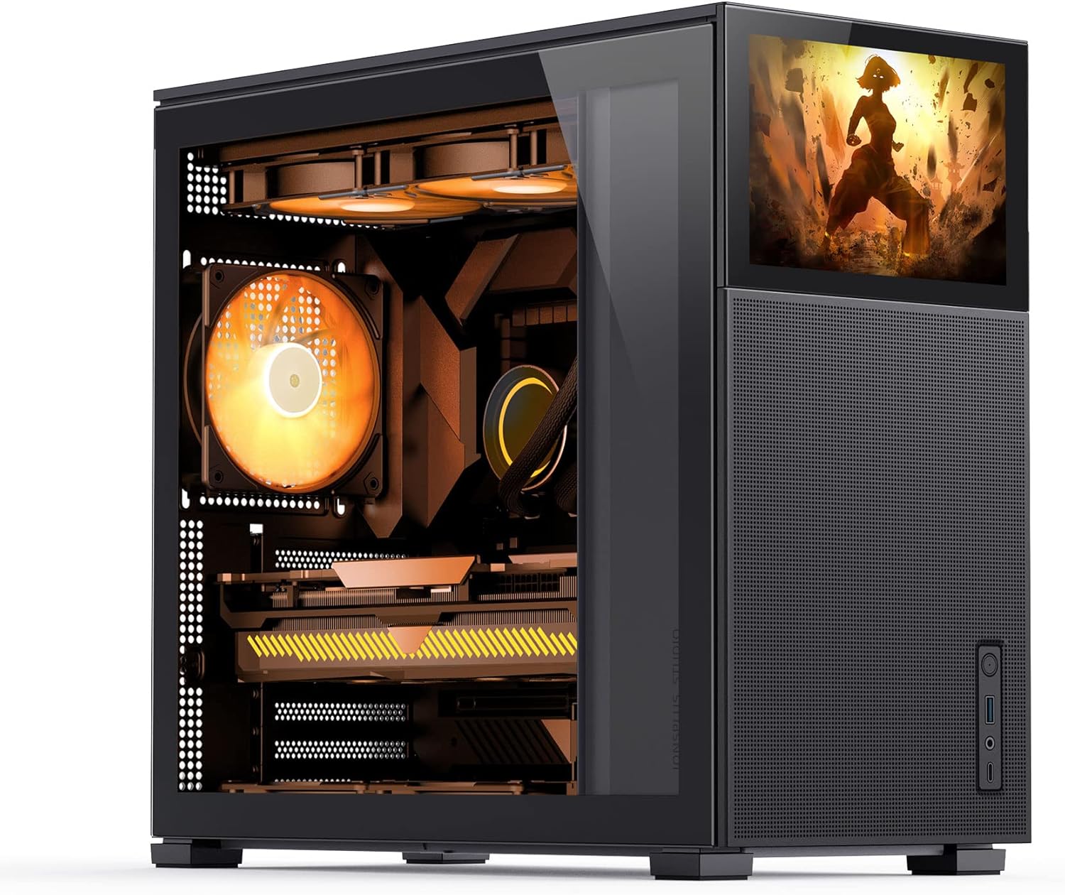 D41 MESH SC Black ATX Computer Case with Screen - Mantiz